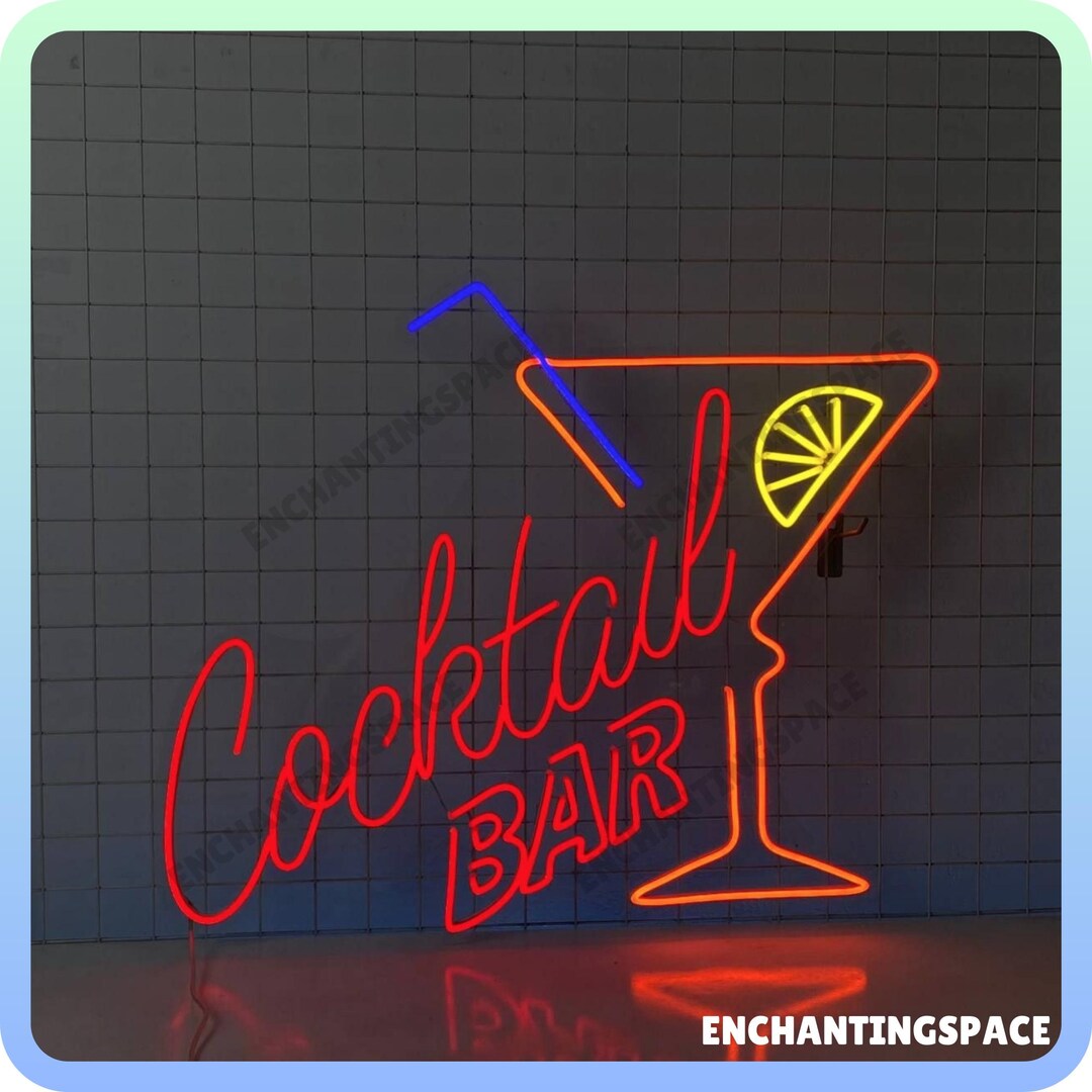 Cocktail Bar Neon Sign, Bar Pub Led Sign, Cocktail Night Bar Wall Art ...