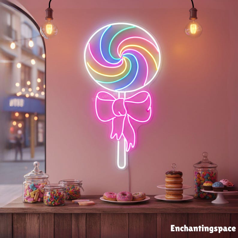 Lollipop Neon Sign, Sweet Lollipop Led Sign, Custom Neon Sign, Candy ...