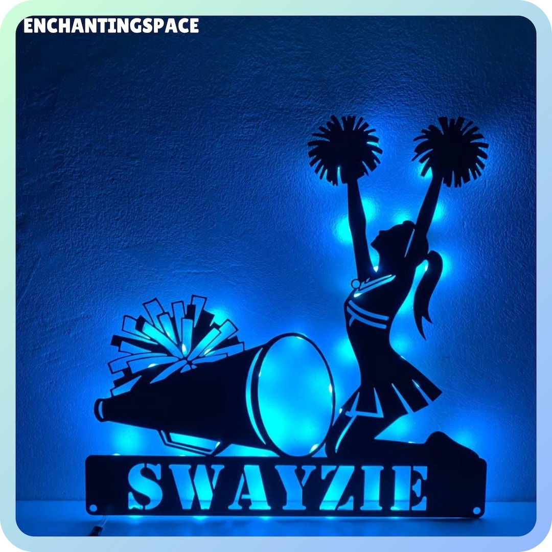 Customized Girl Cheerleading Metal Wall Art LED Light, Personalized ...