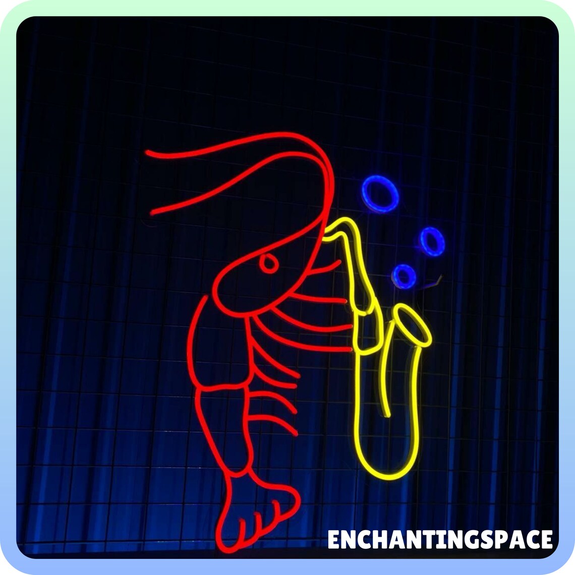 Shrimp Play Saxophone Neon Sign, Musician Led Light, Custom Neon Sign ...