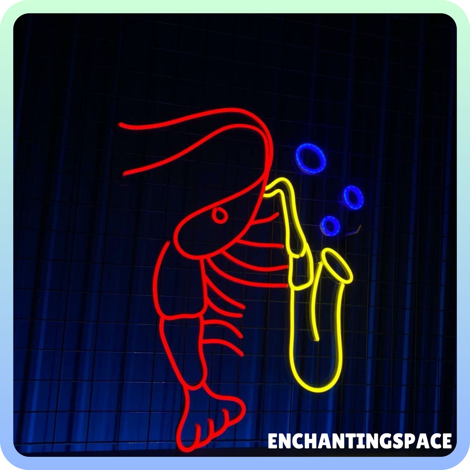 Shrimp Play Saxophone Neon Sign, Musician Led Light, Custom Neon Sign ...