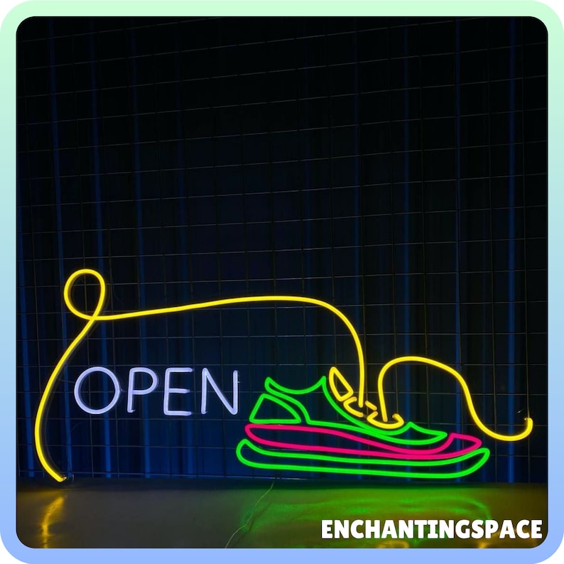 Open Shoe Store Neon Sign, Sneaker Shop Led Sign, Custom Neon Sign ...