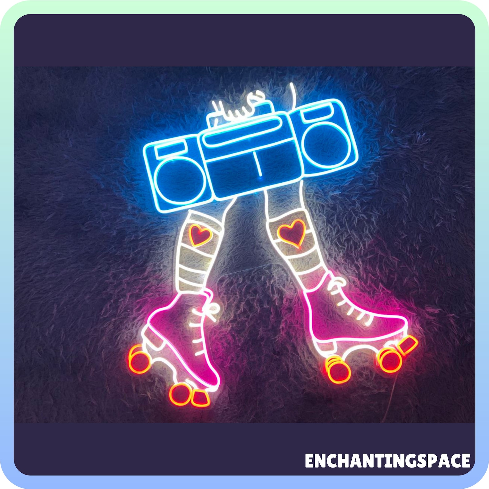 Girl Roller Skate With Boombox Neon Sign, Roller Skates Led Sign ...