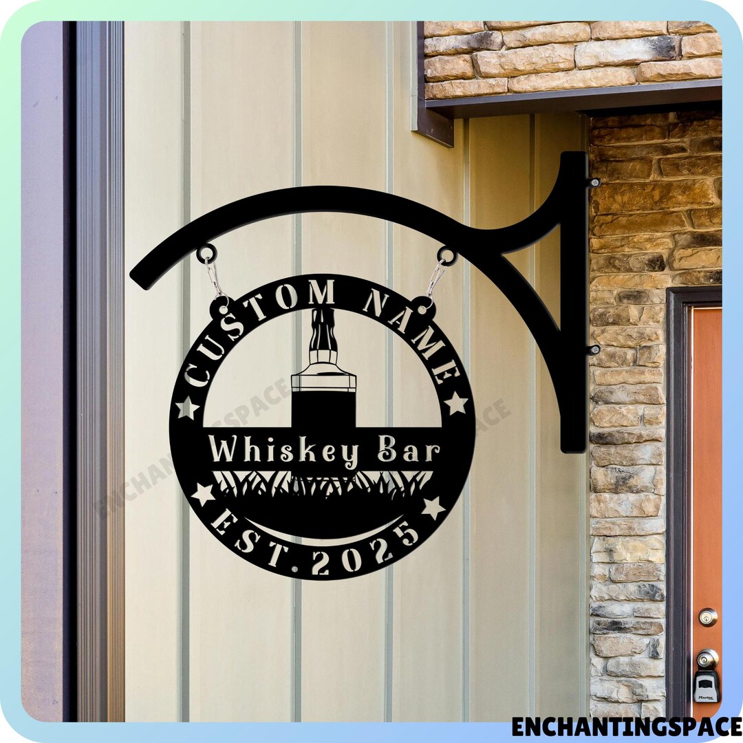 Customize Whiskey Bar Hanging Metal Sign, Bar Club Sign Wall Plaque ...