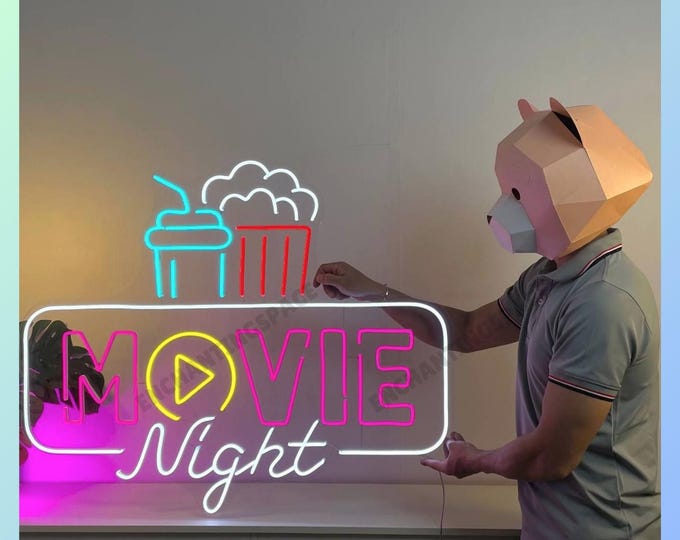 Movie Night Neon Sign, Movie Night Neon Light, Movie Night Led Light ...