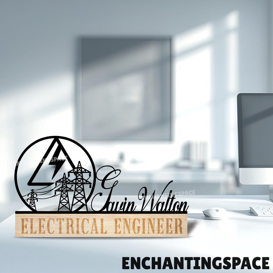 Custom Electrical Engineer Wooden Desk Name Plate, Metal Name Plate for ...