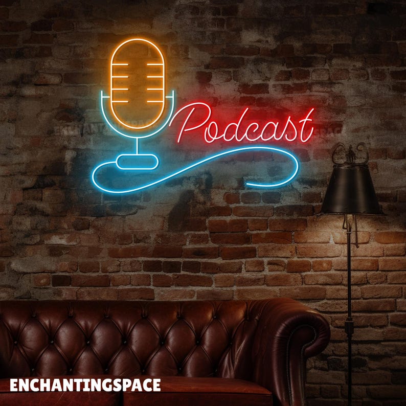 Podcast Neon Sign, LED Wall Light for Recording Studio, Custom Neon ...