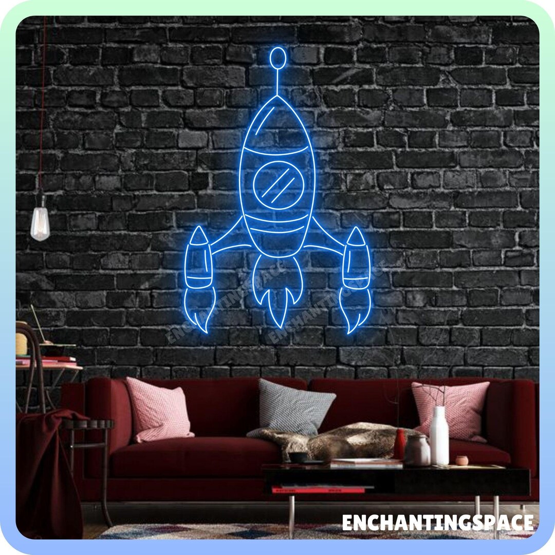 Rocket Neon Sign, Rocket Led Light Wall Art, Spaceship Neon Light for ...