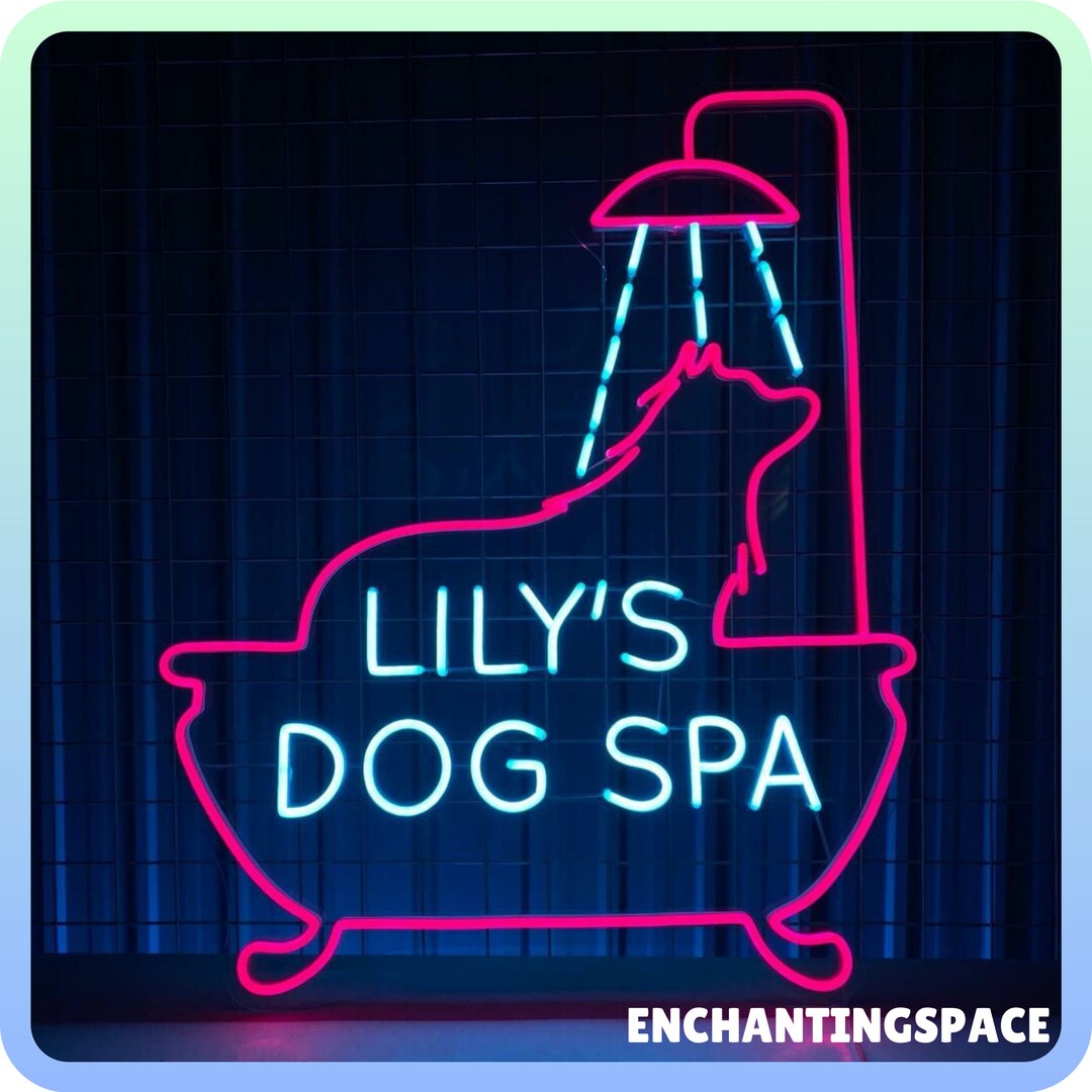 Dog Spa Neon Sign, Pet Shop Led Light, Custom Name Neon Sign, Pet ...