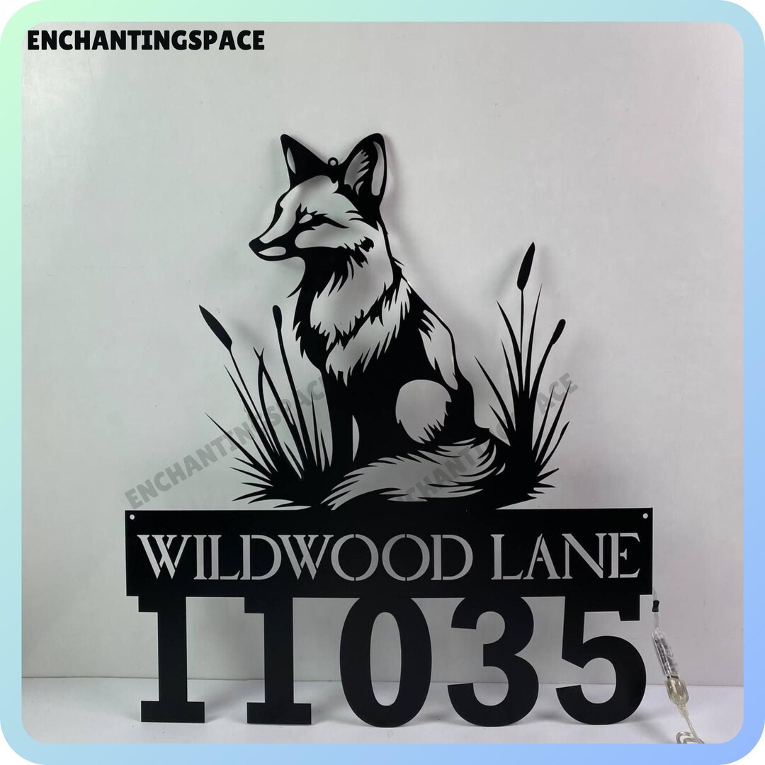 Customized Fox Metal House Number, Fox Outdoor House Address Sign, Fox ...