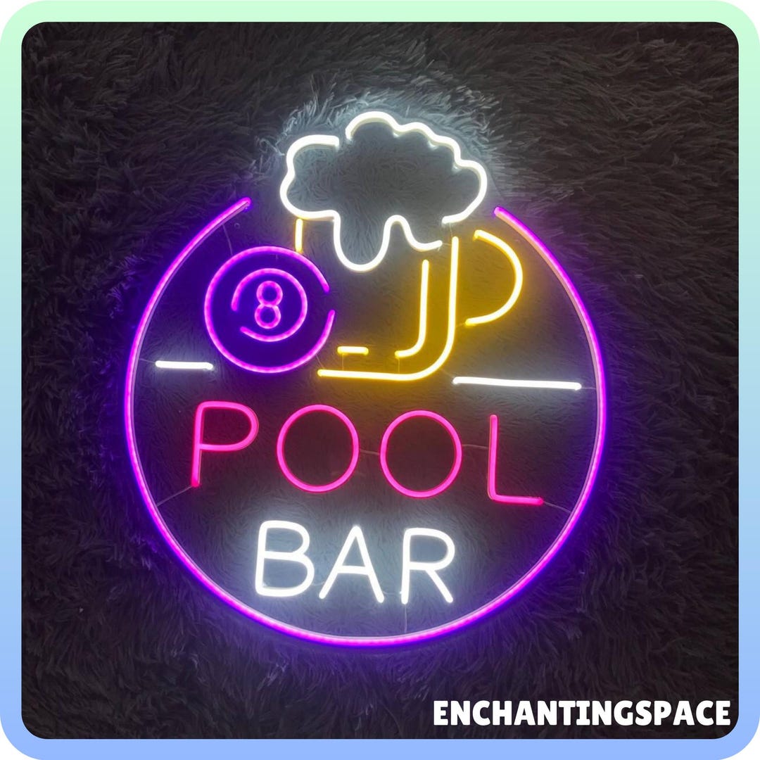 Pool Bar Neon Sign, Billiards Led Sign, Beer Billiards Club Signage ...