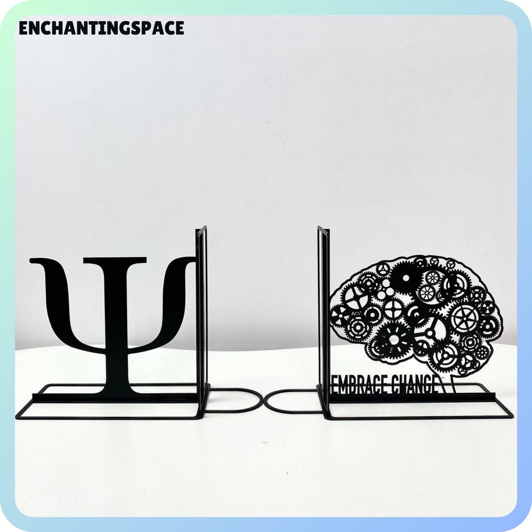 Customized Psychology Metal Bookends, Psychology Name Bookend, Brain ...