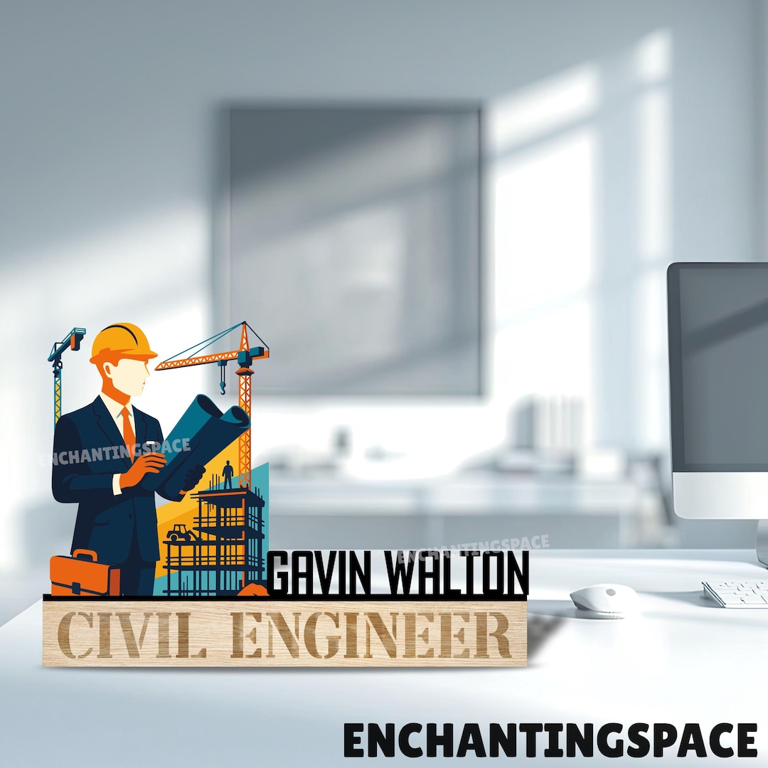 Custom Civil Engineering Metal Name Plate for Desk, Engraved Wooden ...