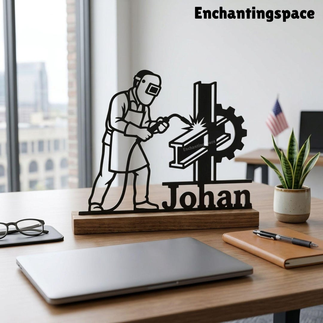 Customized Welding Metal Desk Sign, Steel Office Table Decor, Birthday ...