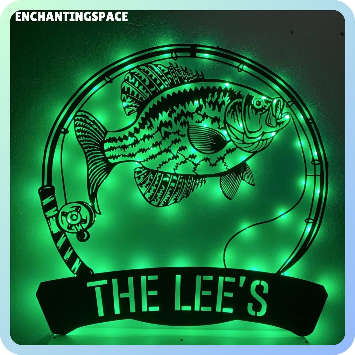 Customize Black Crappie Fish Metal Wall Art LED Light, Personalized ...