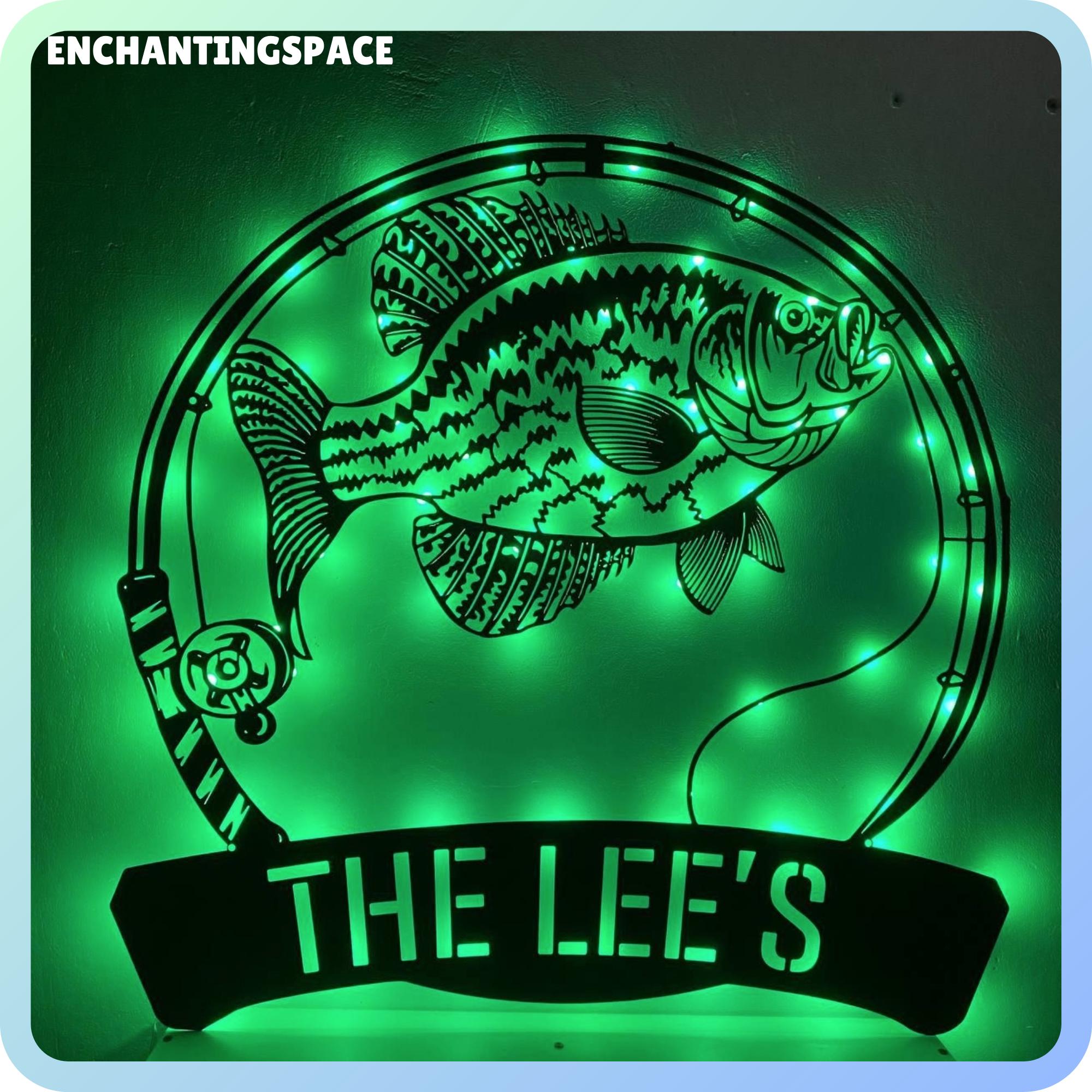 Customize Black Crappie Fish Metal Wall Art LED Light, Personalized ...
