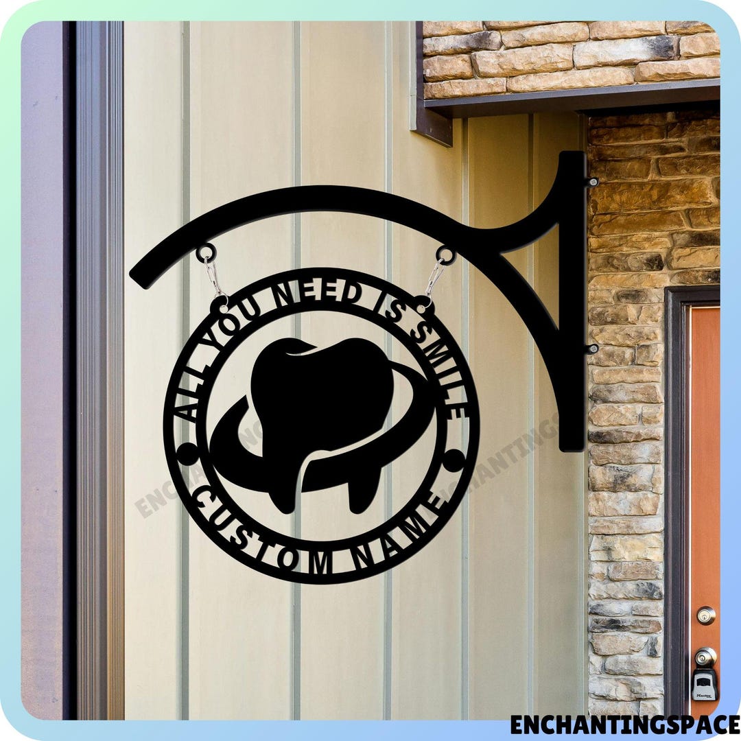 Customize Hanging Dental Office Metal Sign, Dentist Outdoor Hanging ...