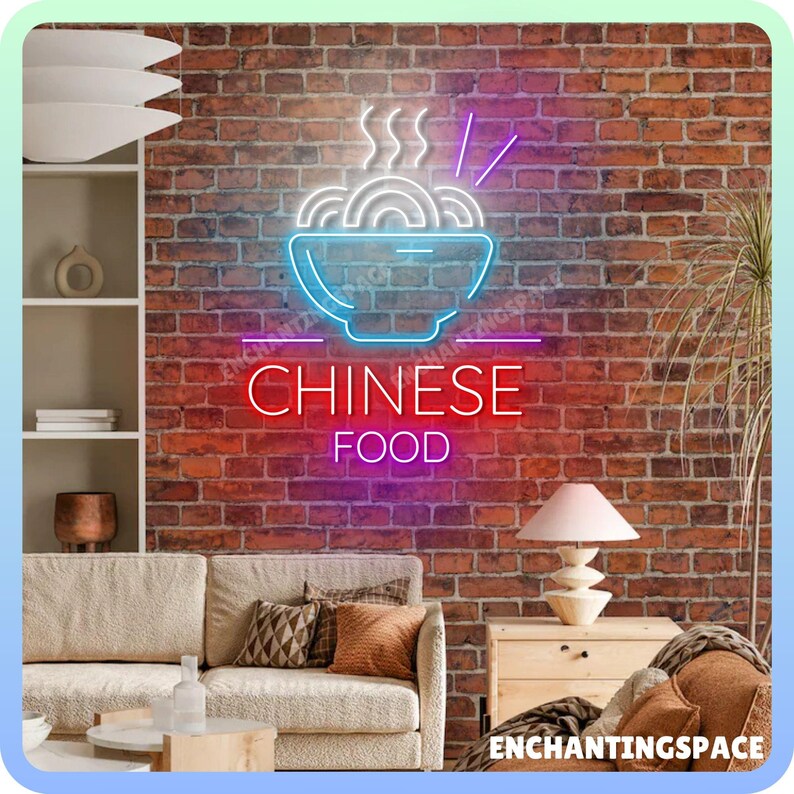 Chinese Food Neon Sign, Asian Cuisine LED Wall Art for Restaurant ...