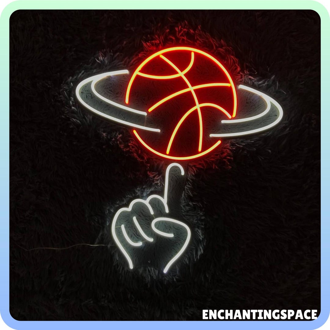 Basketball Player Ball Neon Sign, Basketball Led Sign Wall Decor ...