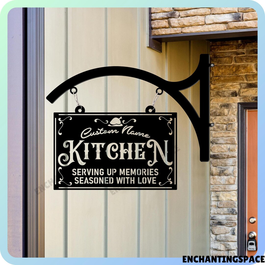 Custom Name Kitchen Metal Hanging Sign, Restaurant Store Front Sign ...