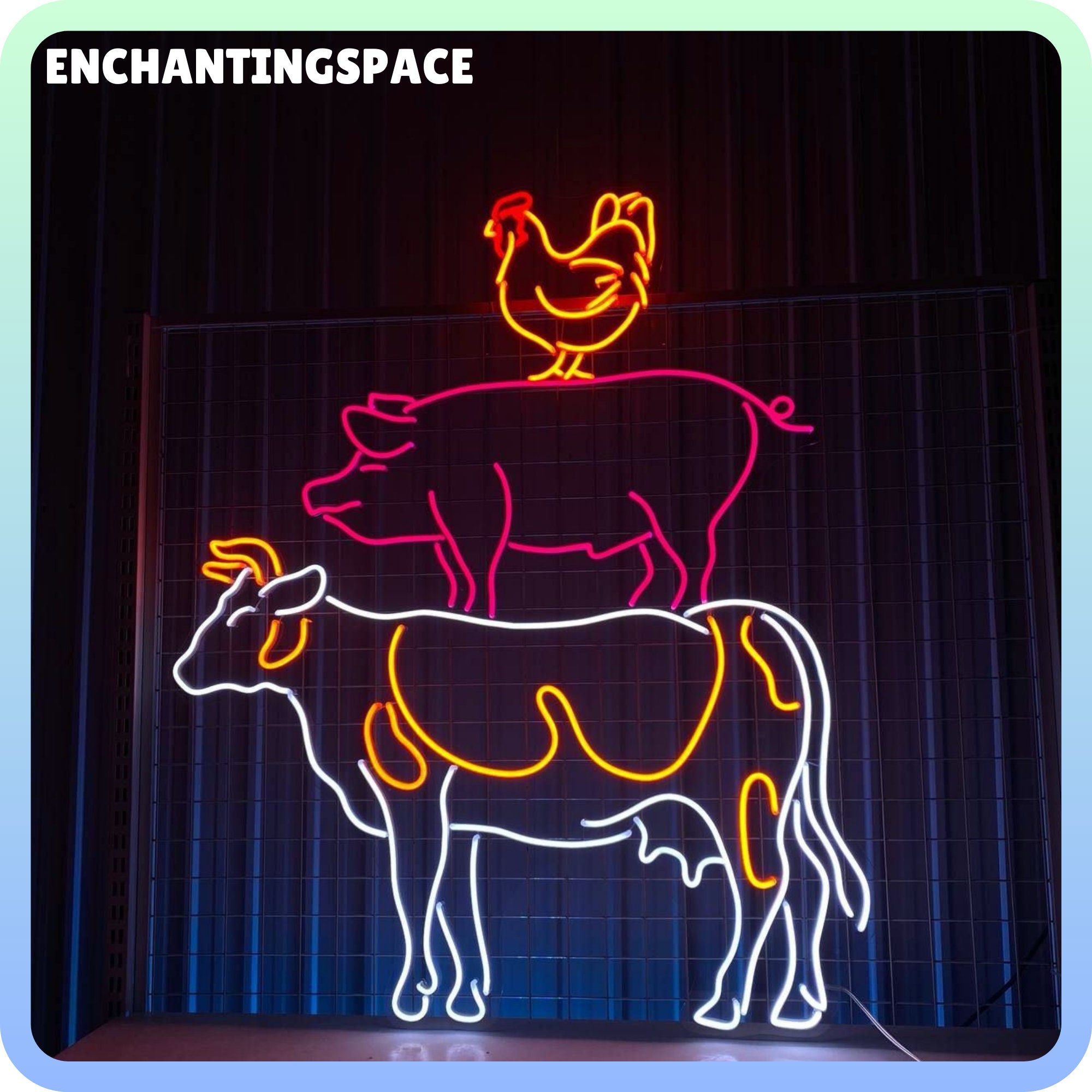 Cow Pig Chicken Neon Sign, Cow Led Light, Pig Neon Light, Chicken Neon ...
