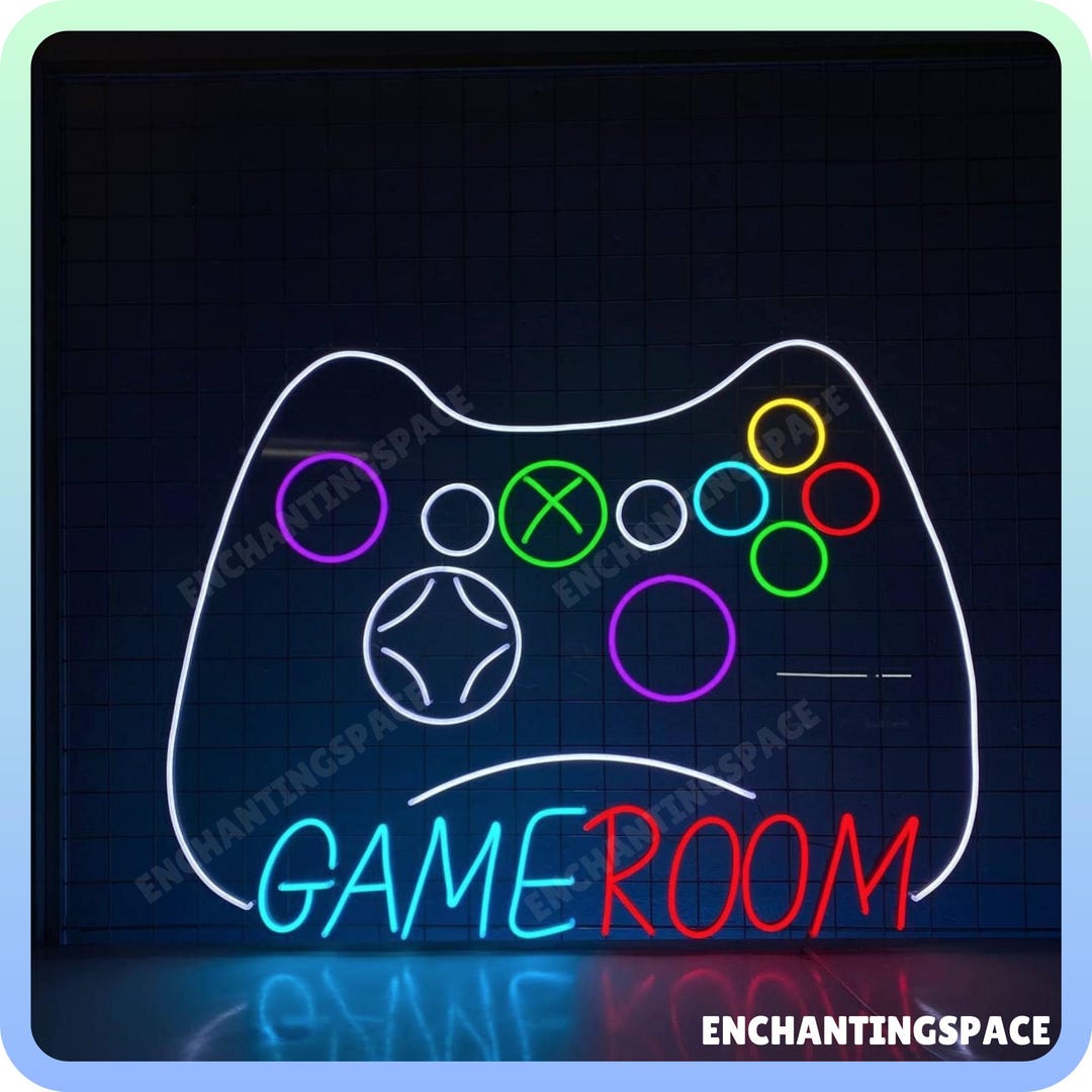 Game Room Controller Neon Sign, Game Controller Led Sign, Video Game ...