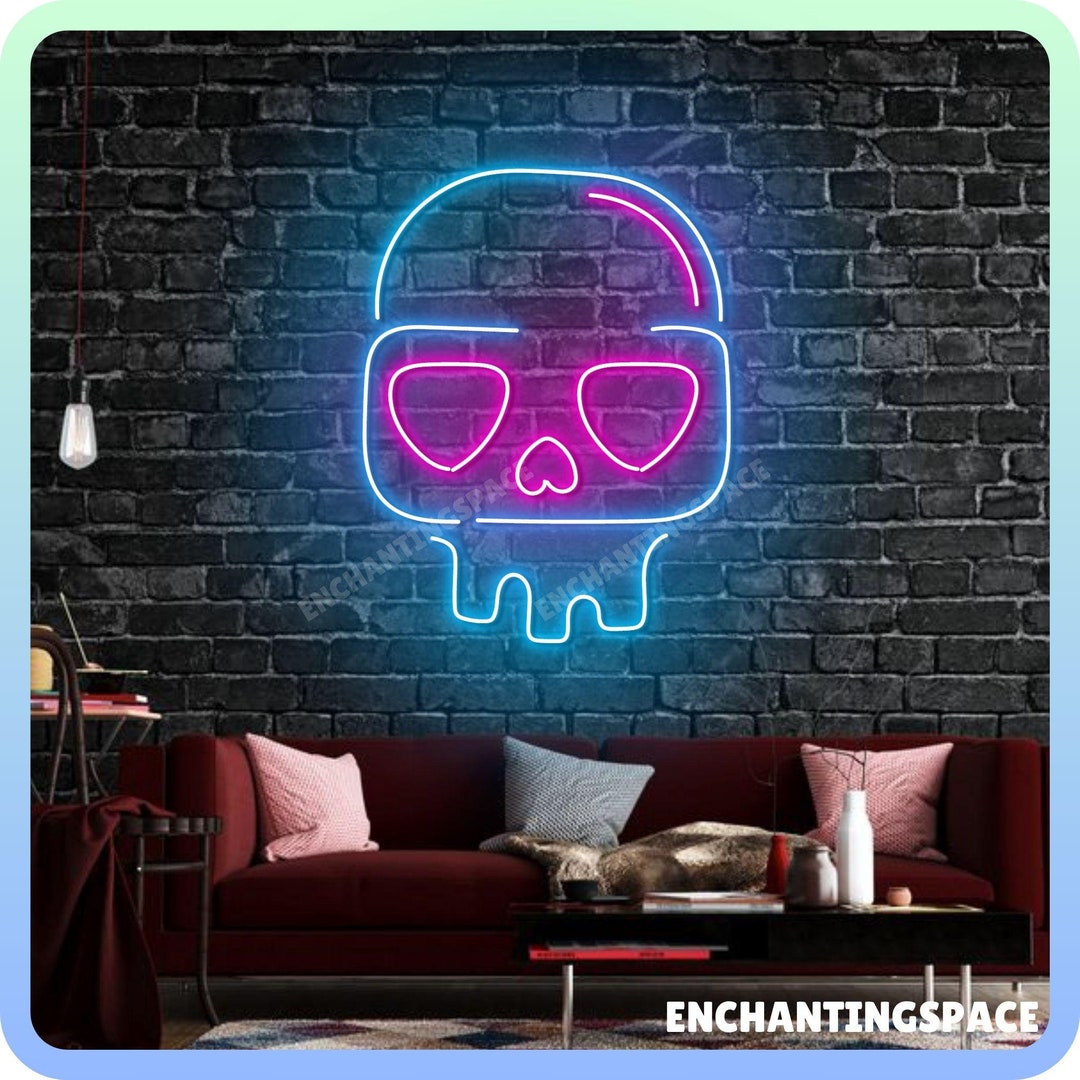 Skull Neon Sign, Skull Skeleton Led Light, Custom Skull Neon Light Wall ...