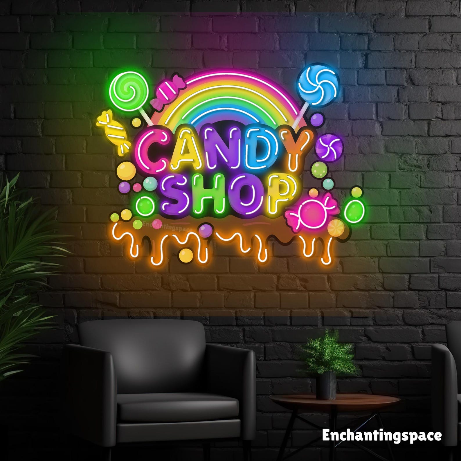 Candy Shop Neon Light, Acrylic LED Neon Sign Wall Art, Colorful Candy ...