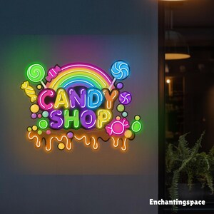 Candy Shop Neon Light, Acrylic LED Neon Sign Wall Art, Colorful Candy ...