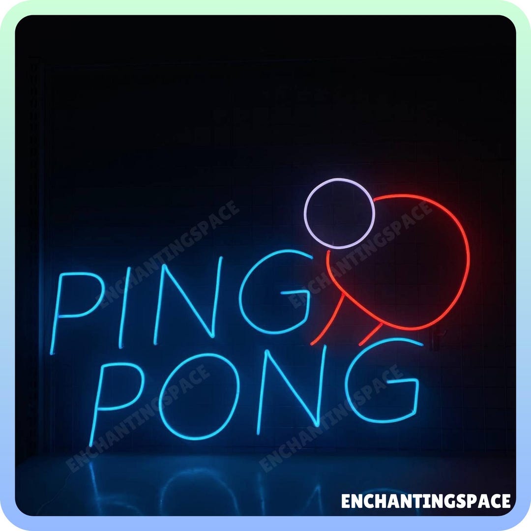 Ping Pong Neon Sign, Table Tennis Led Light, Table Tennis Club Wall ...
