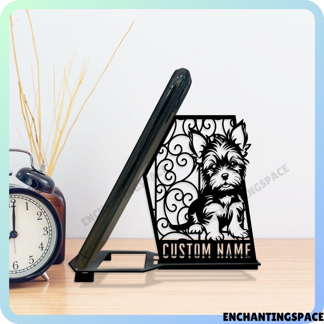Custom Yorkshire Terrier Metal Phone Stand, Pet Metal Phone Holder ...