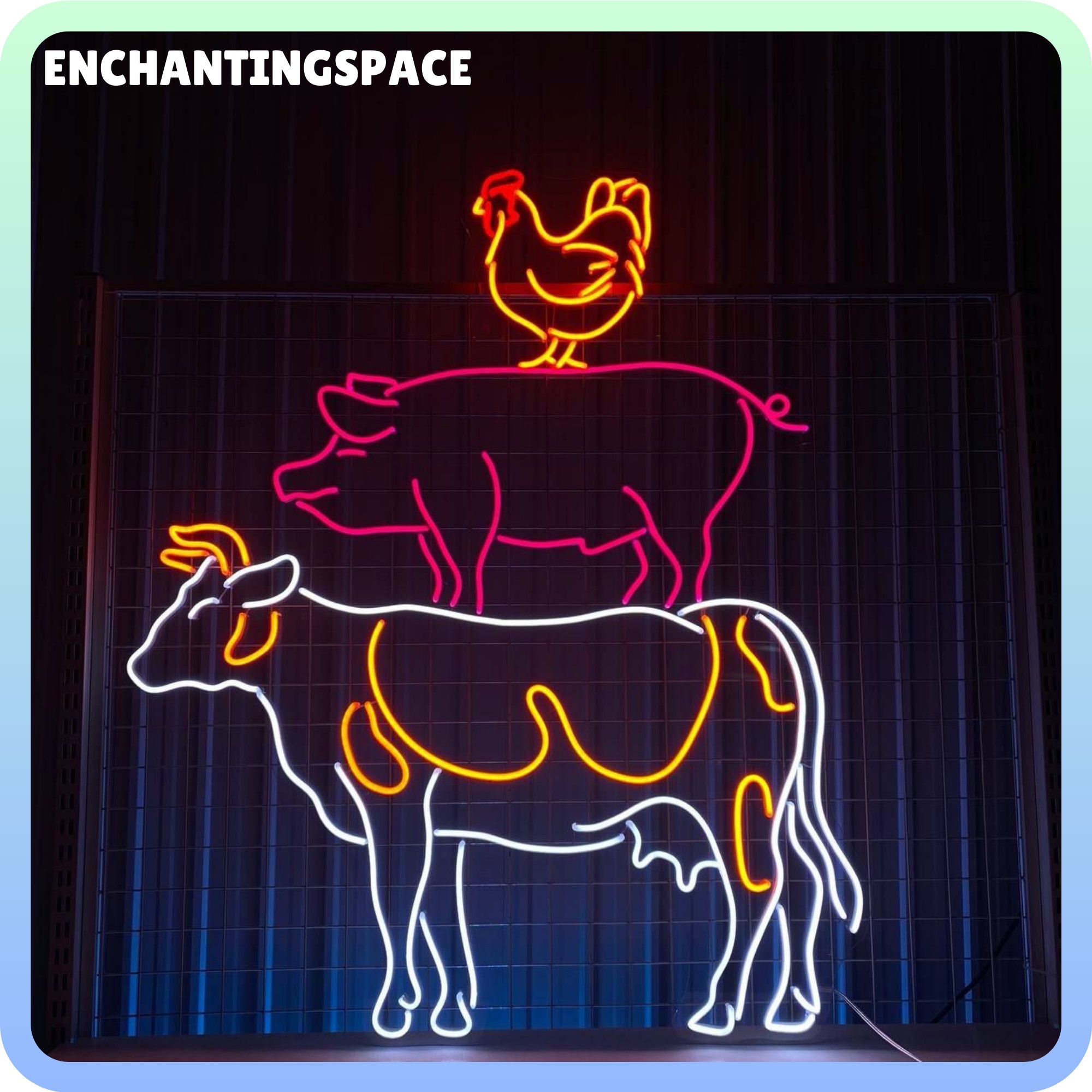 Cow Pig Chicken Neon Sign, Cow Led Light, Pig Neon Light, Chicken Neon ...