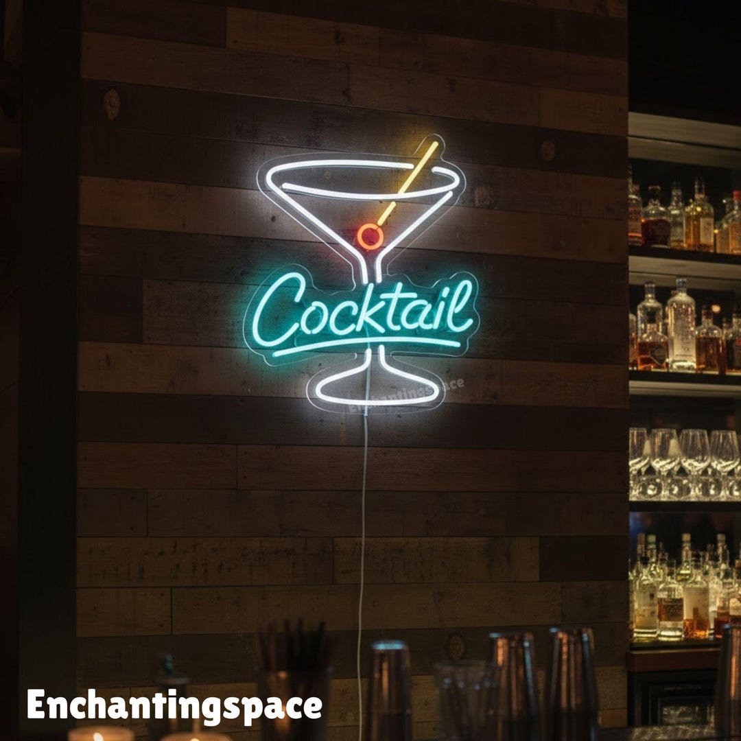 Cocktail Neon Wall Light, LED Drink Sign for Bar Counter, Restaurant or ...