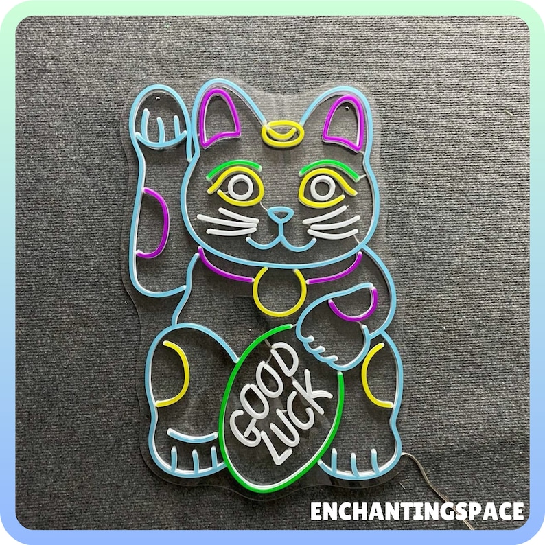 Good Lucky Cat Neon Sign, Fortune Cat Led Sign, Custom Neon Sign ...