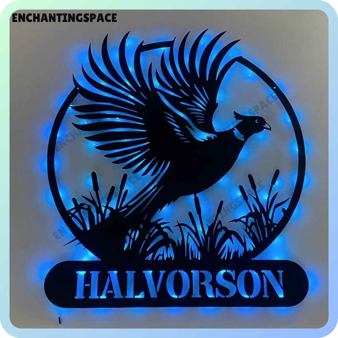 Customized Pheasant Hunting Metal Wall Art LED Light, Personalized ...