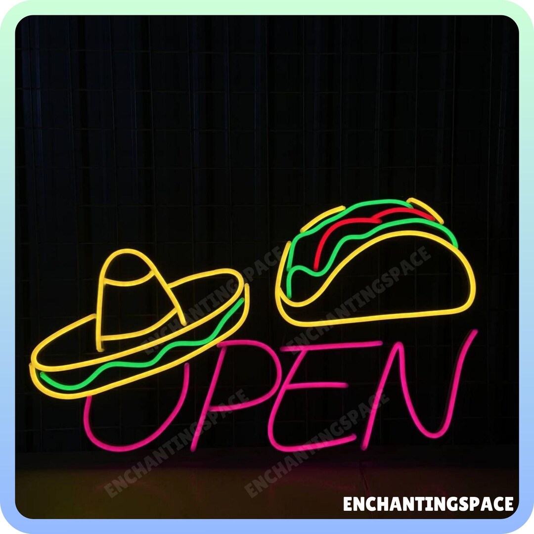 Mexican Tacos Neon Sign, Tacos Open Led Light, Tacos Restaurant Led ...
