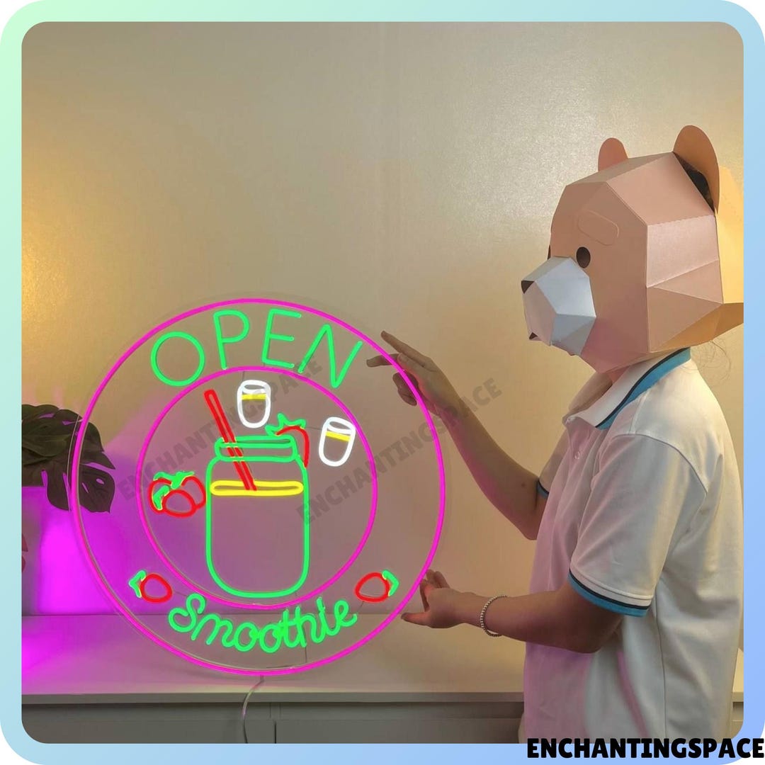 Open Smoothie Neon Sign, Smoothie Shop Led Light, Juice Store Signage ...