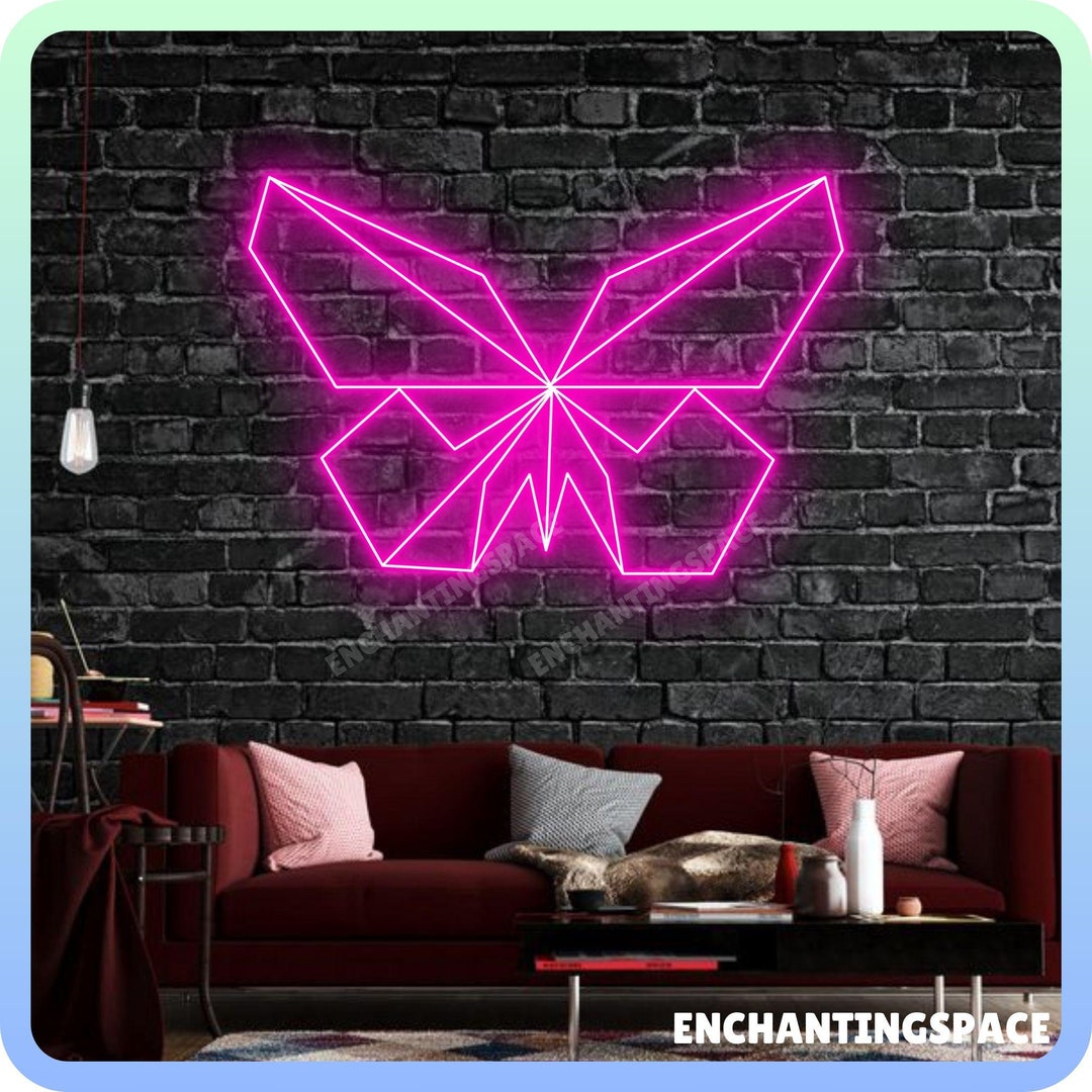 Butterfly Geometric Neon Sign, Butterfly Led Light, Butterfly Artwork ...