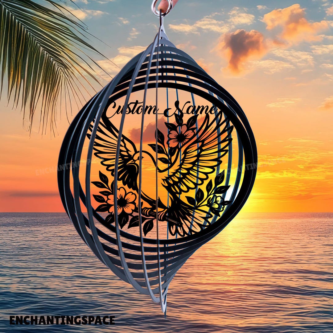 Custom Dove Wind Spinner Garden Hanging Sign, Personalized Dove Lover ...