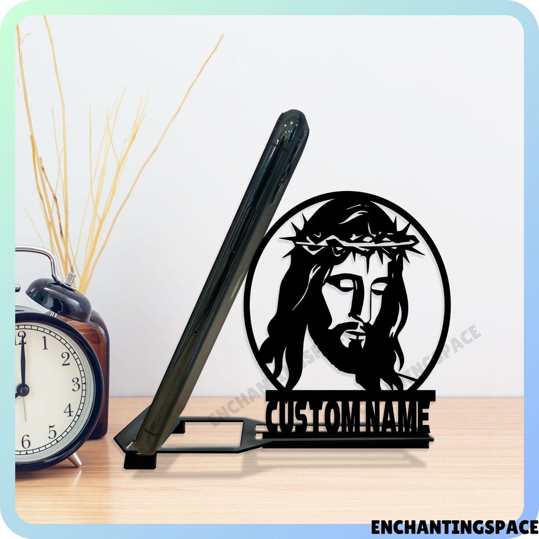 Custom Jesus Metal Phone Stand, Jesus Metal Phone Holder, Religious ...