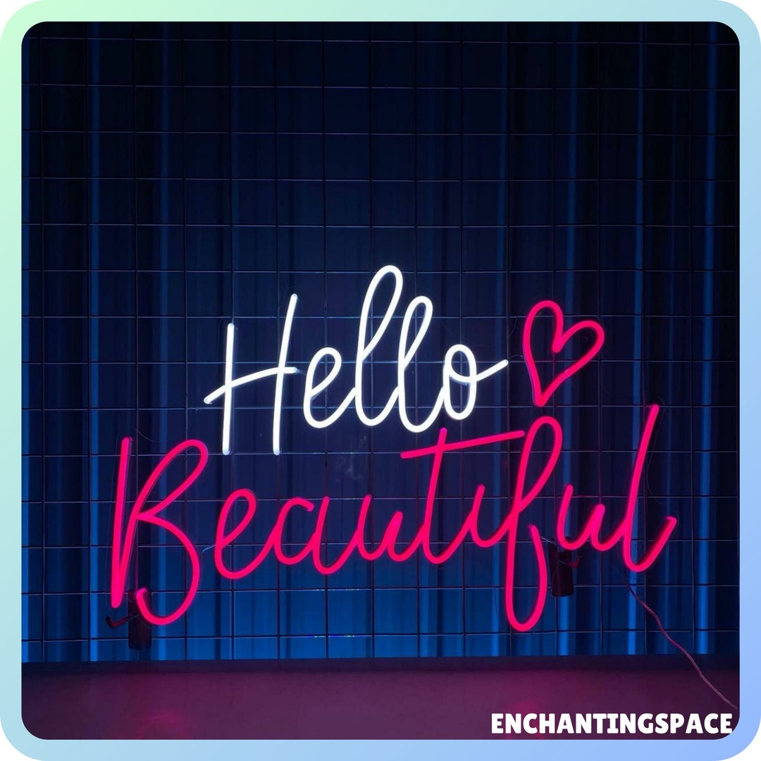 Hello Beautiful Neon Sign, Beautiful Led Light, Custom Neon Sign, Girl ...