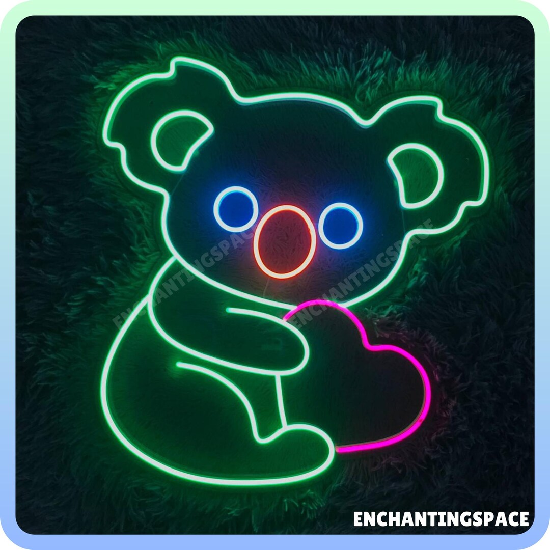 Koala Bear Neon Sign, Cute Koala Led Light for Nursery Wall Decor ...