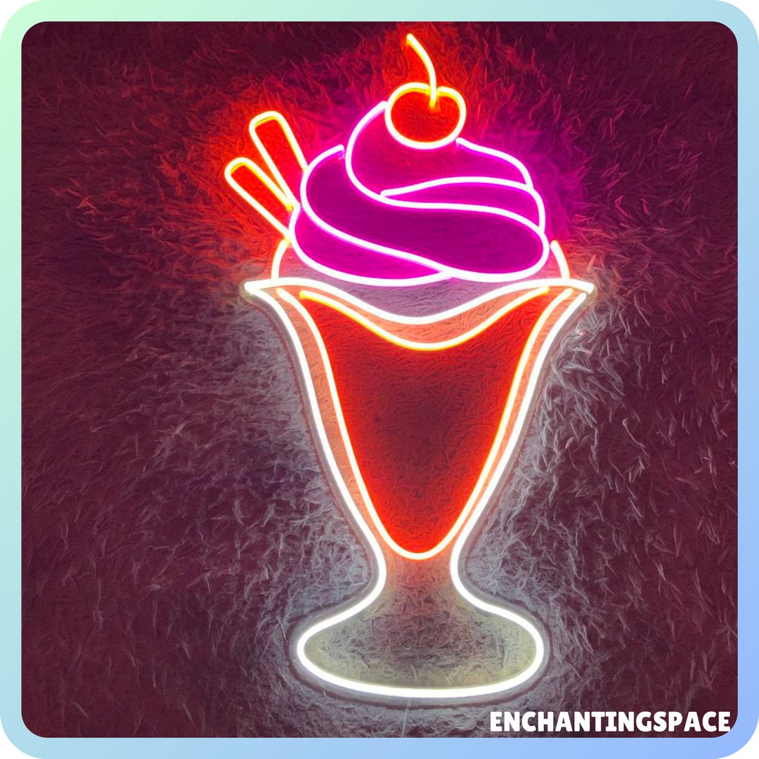 Sundae Ice Cream Neon Sign, Gelato Store Neon Light, Ice Cream Shop ...