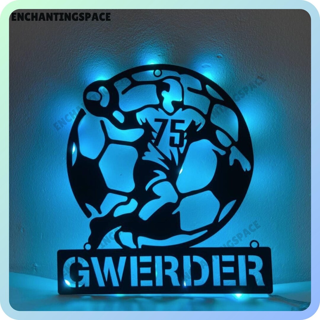 Customized Handball Player Metal Wall Art LED Light, Personalized ...