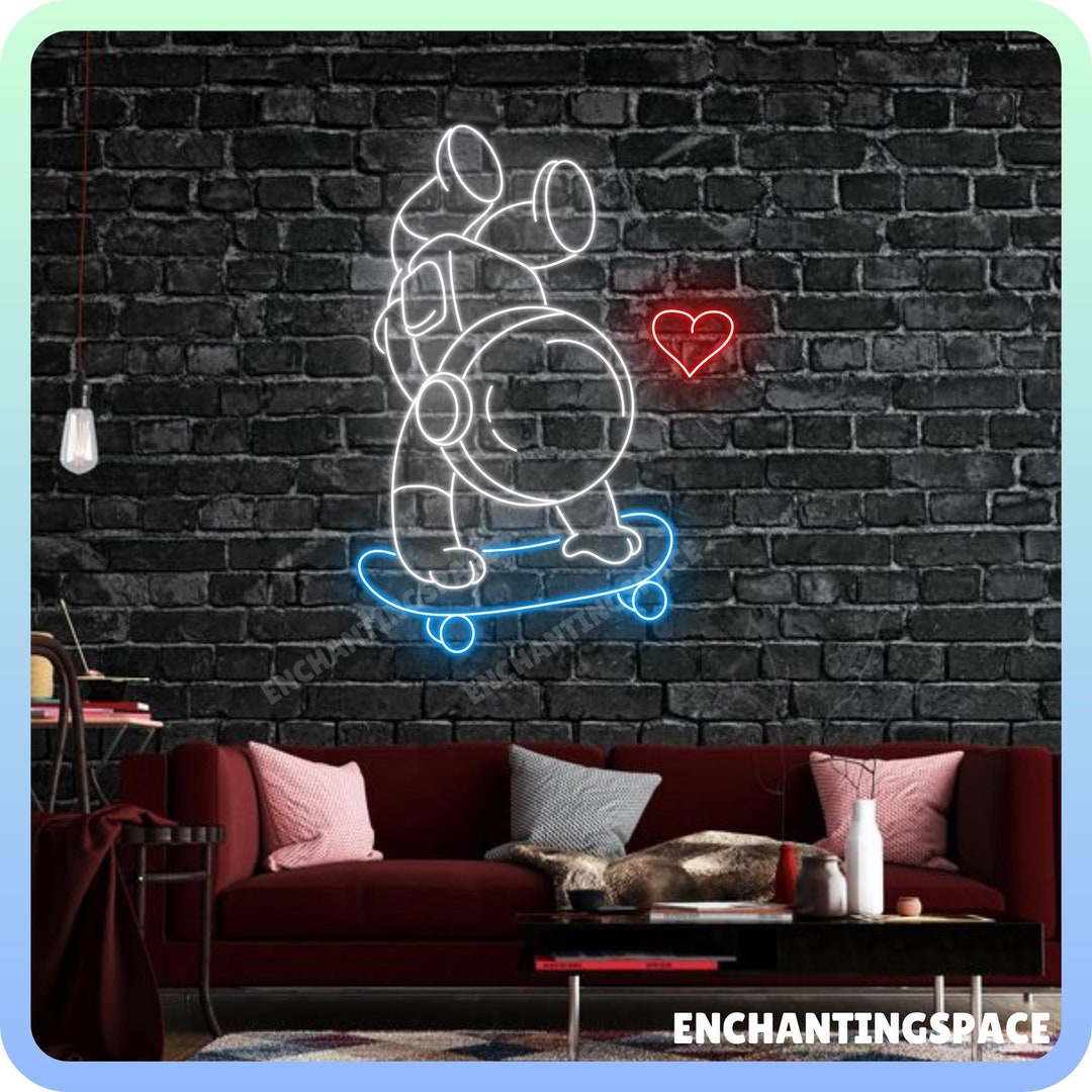Astronaut Skateboarding Neon Sign, Astronaut Skateboarding Neon Art ...