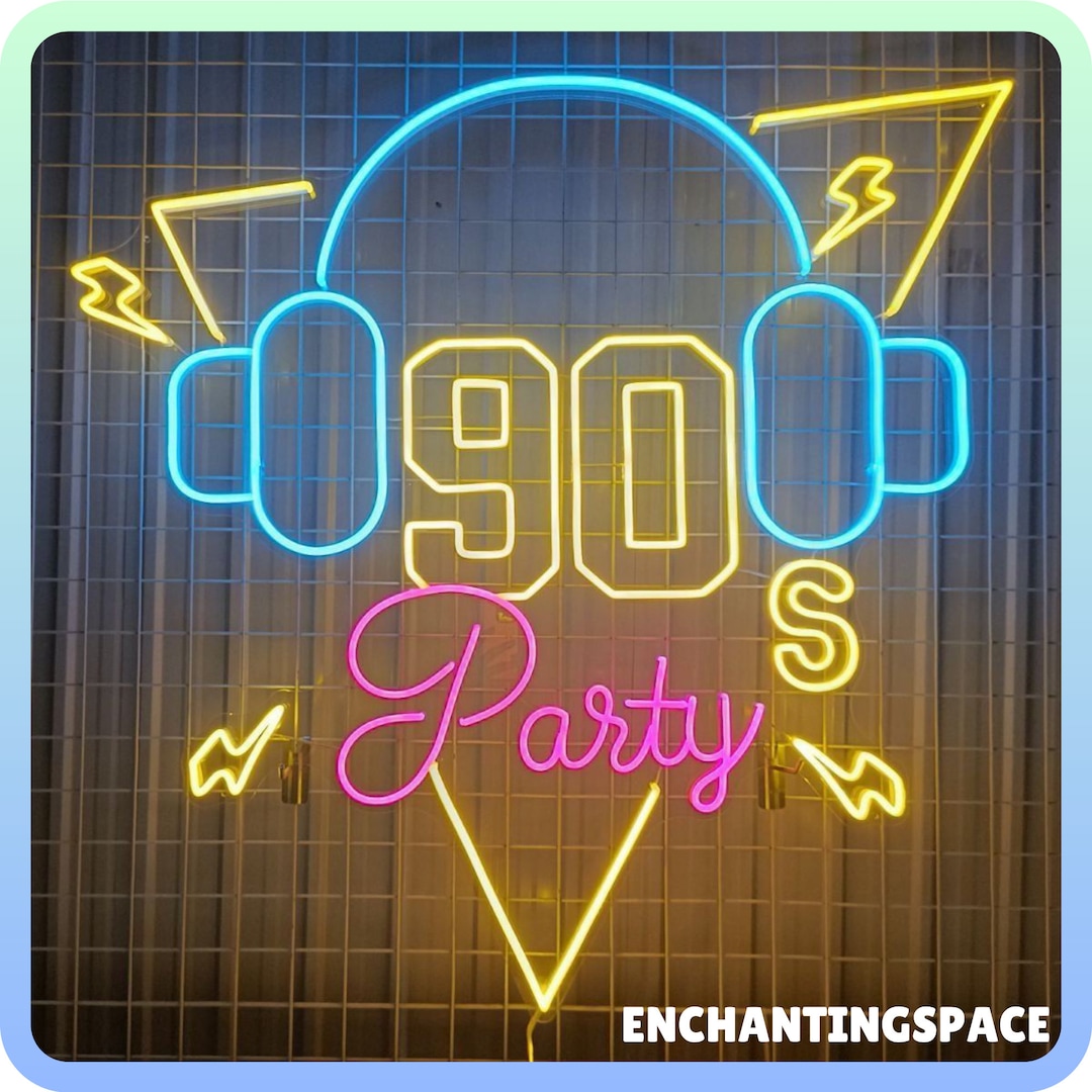 90s Party Neon Sign, 90s Party Music Led Sign, Custom Neon Sign, Retro ...