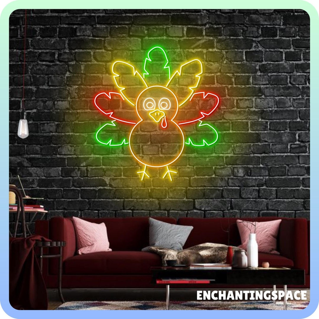 Colorful Turkey Neon Sign, Turkey Happy Thanksgiving LED Light, Custom ...