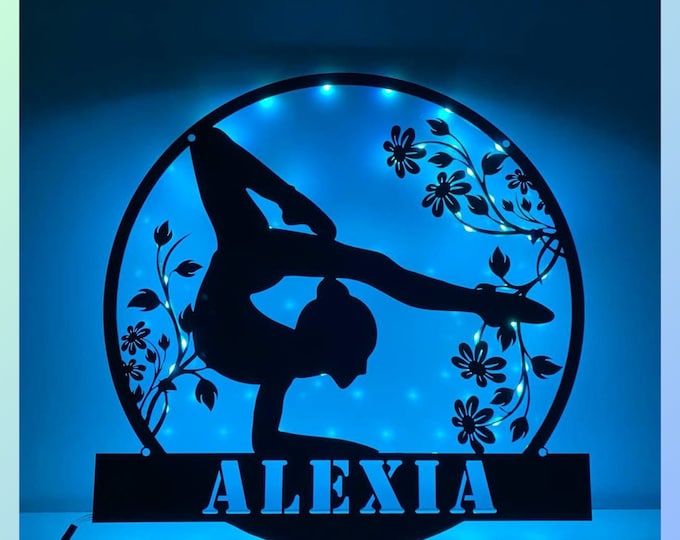 Custom Female Gymnastics Neon Wall Art - Personalized Girl Gymnast Name ...