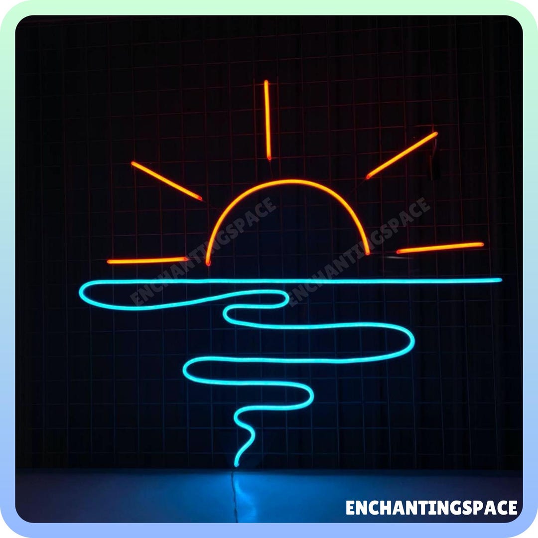 Sunset Neon Sign, Custom Sunset Wave Light up Sign, Sunrise Ocean Light ...