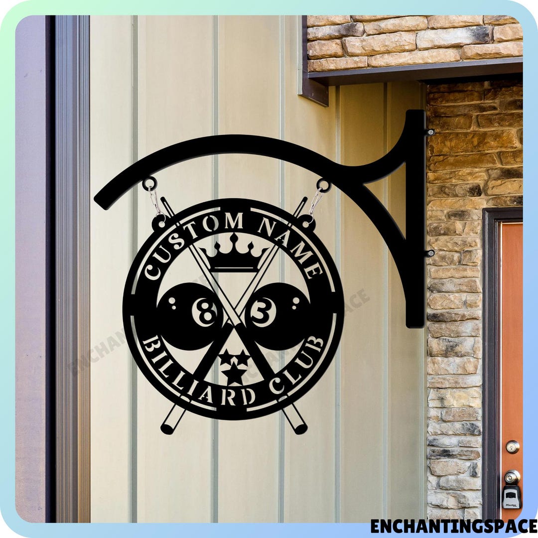 Custom Billiards Metal Hanging Blade Sign, Pool Room Storefront Sign ...